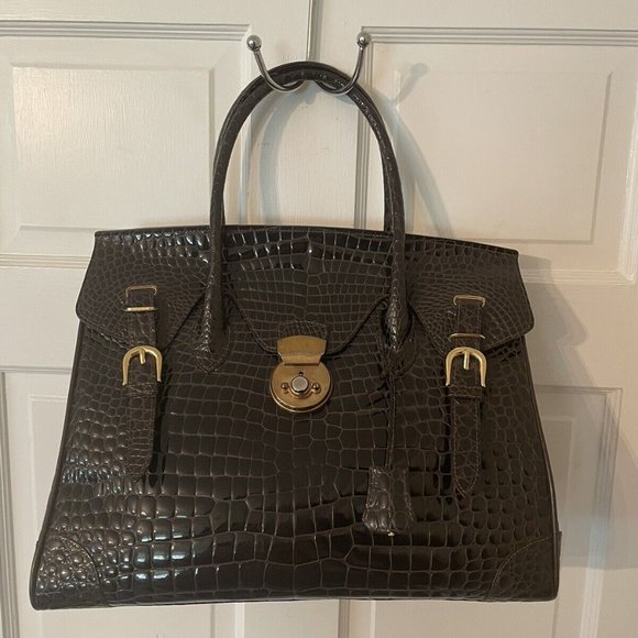 Raphael | Bags | Raphael Dark Brown Crocodile Ricky Bag Made In Italy ...